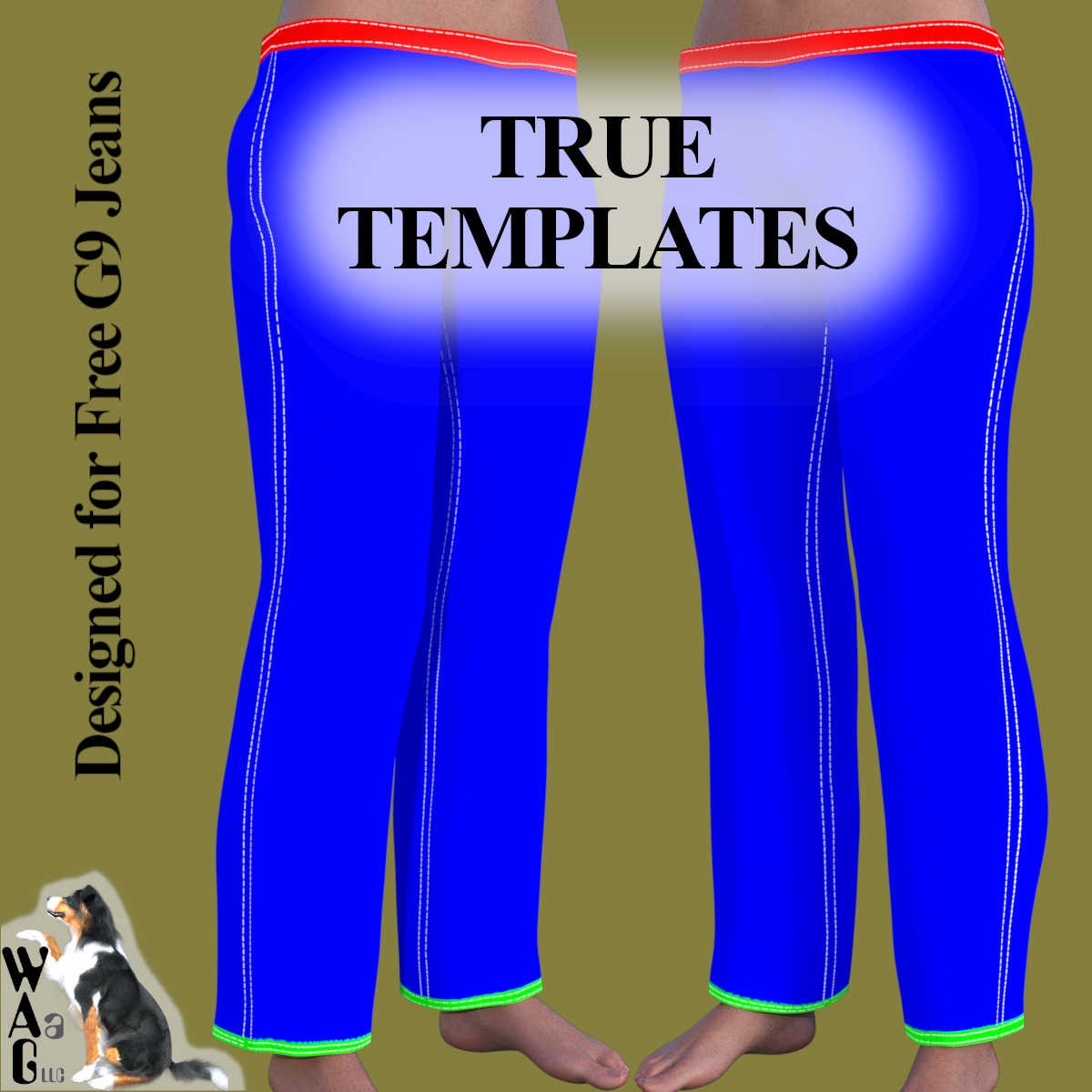 TRUE TEMPLATES for Free G9 Jeans in Daz Studio
