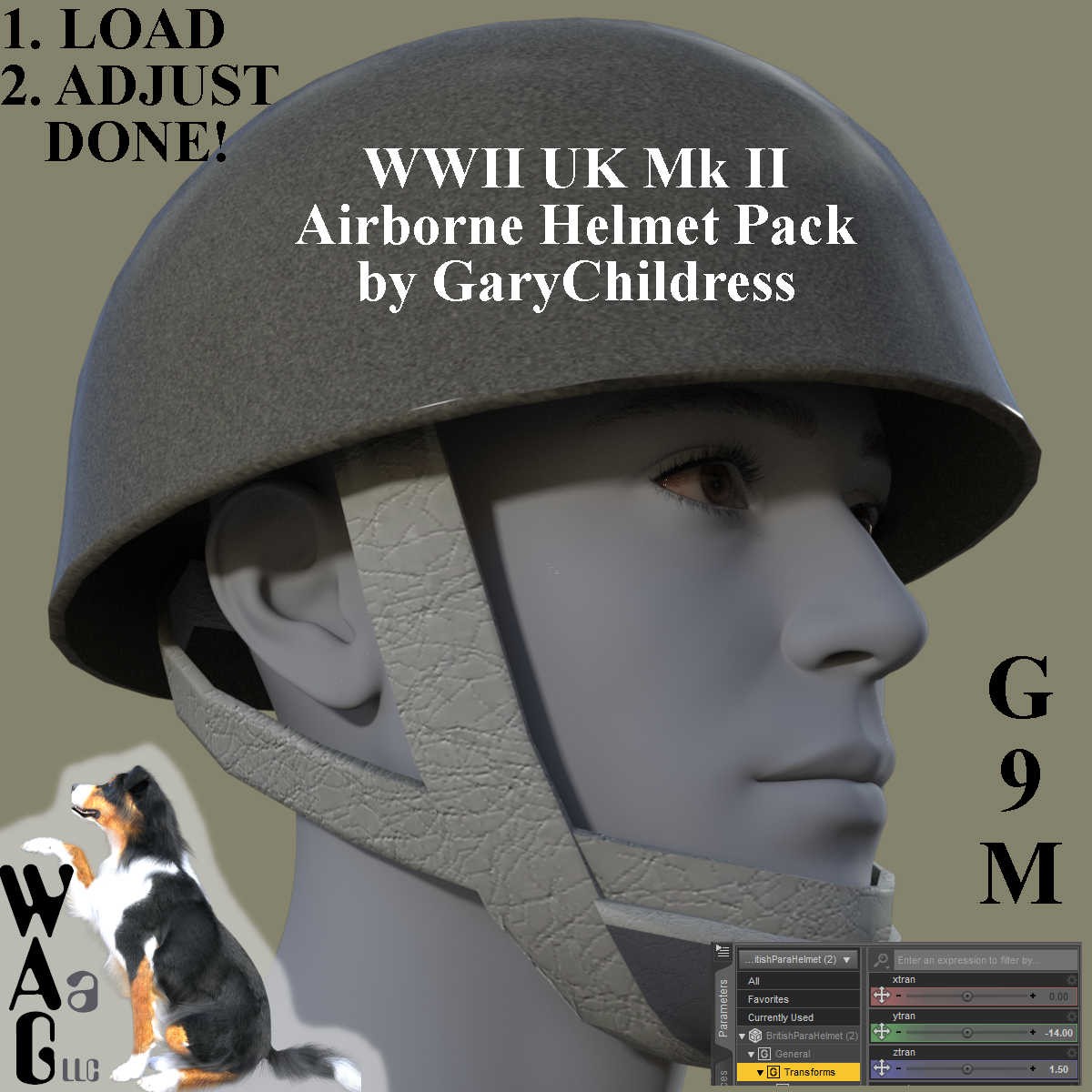 FASHION FITS for WWII UK Mk II Airborne Helmet Pack on G9M in Daz Studio