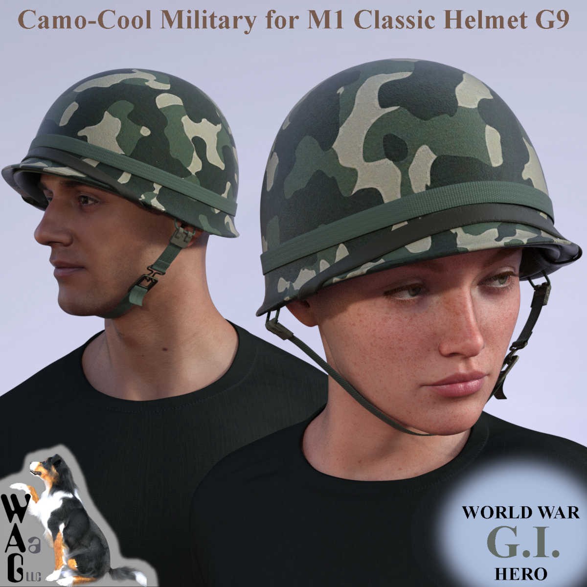 CAMO-COOL MILITARY Style-05 for M1 Classic Helmet Genesis 9 (G9) in Daz ...