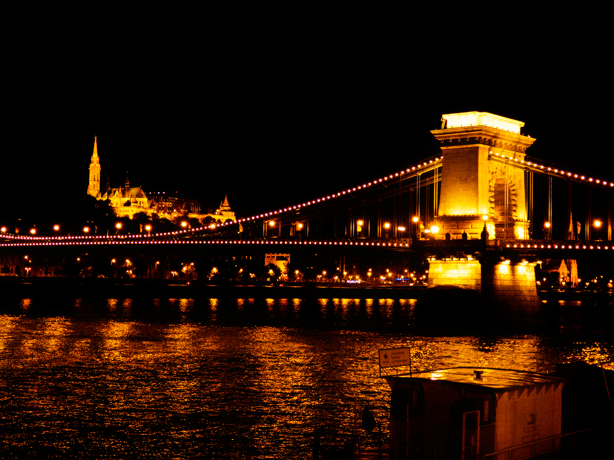 Chain Bridge At Night by photosynthesis