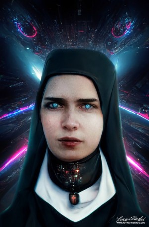 Cyberpunk Streets - Nun of the Cyber Church by duo