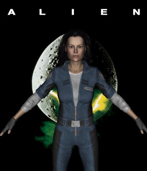 Ellen Ripley from Alien long hair version by tiberiou1