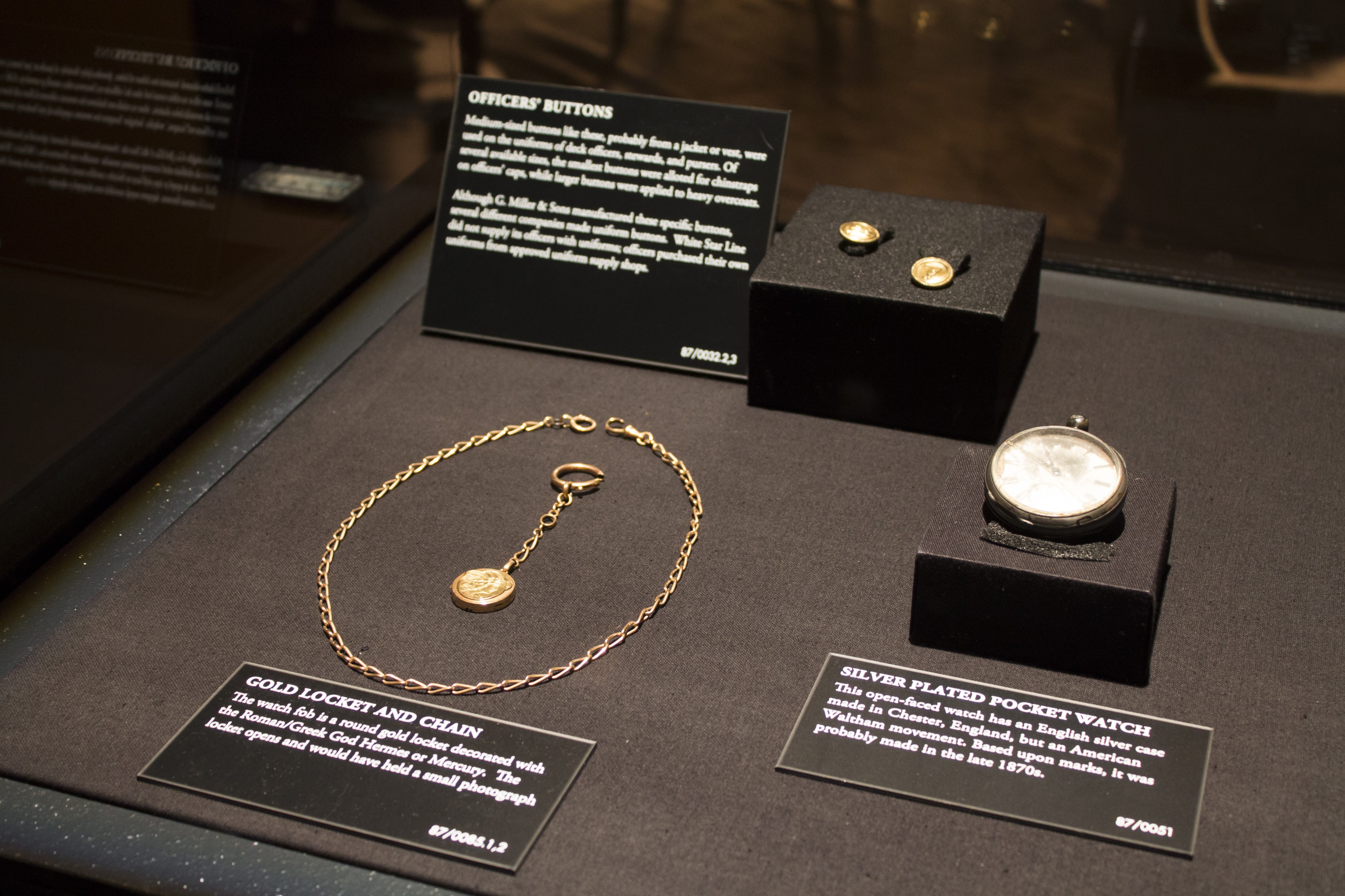 Officer Buttons, Chain, Locket and Pocket Watch - Titanic Exhibit by ...