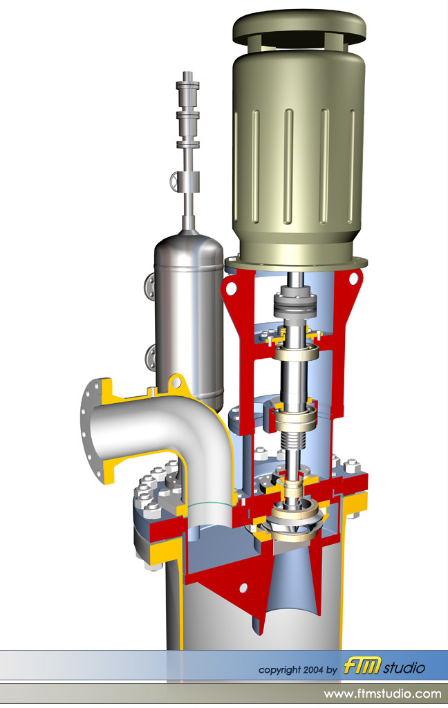 Vertical pump cutaway technical illustration by ftmstudio