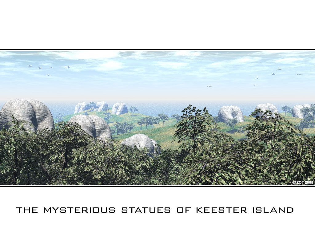 The Mysterious Statues of Keester Island (print) by zap326