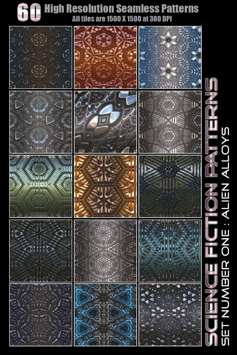 Science Fiction Patterns: Alien Alloy 2D Graphics TheToyman