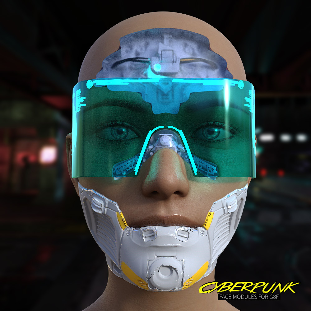Cyberpunk Faces Modules for G8F 3D Figure Assets Christophe3D