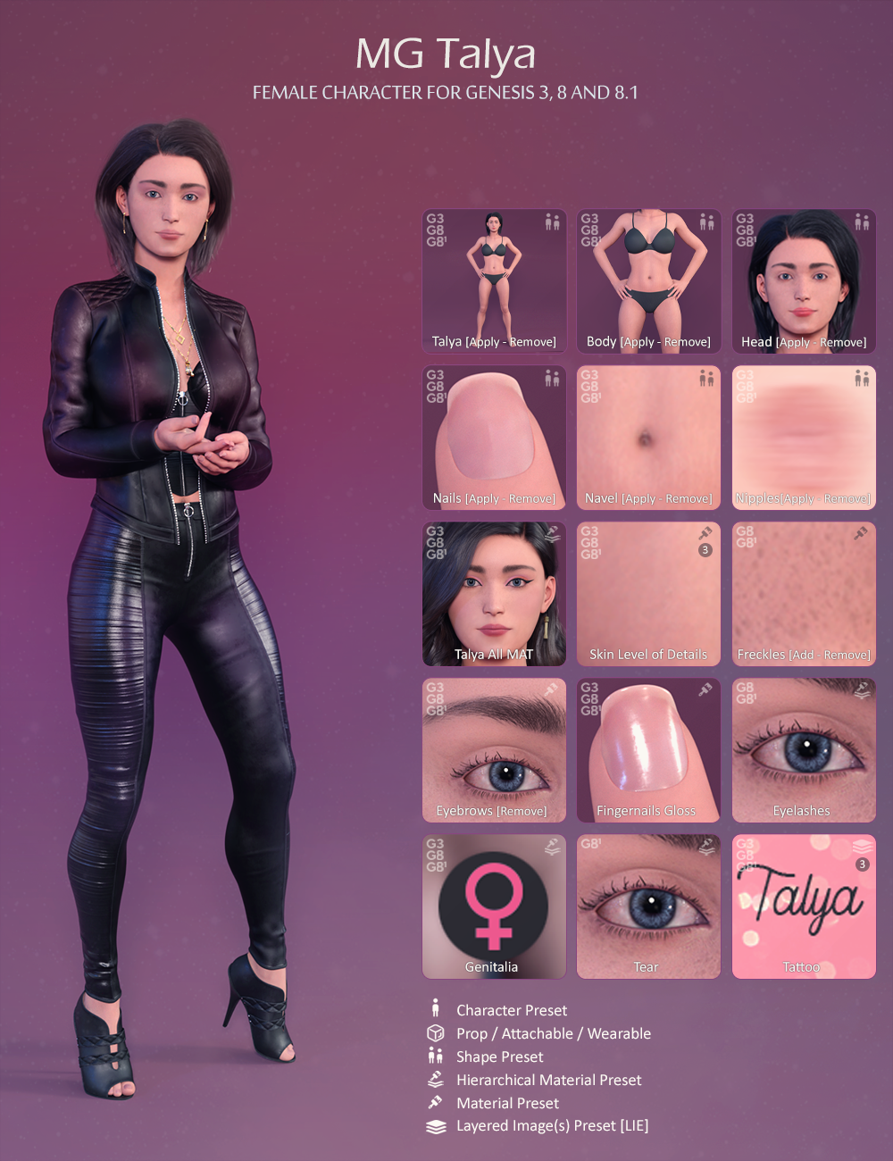 MG Talya For Genesis 3 8 And 8 1 Females