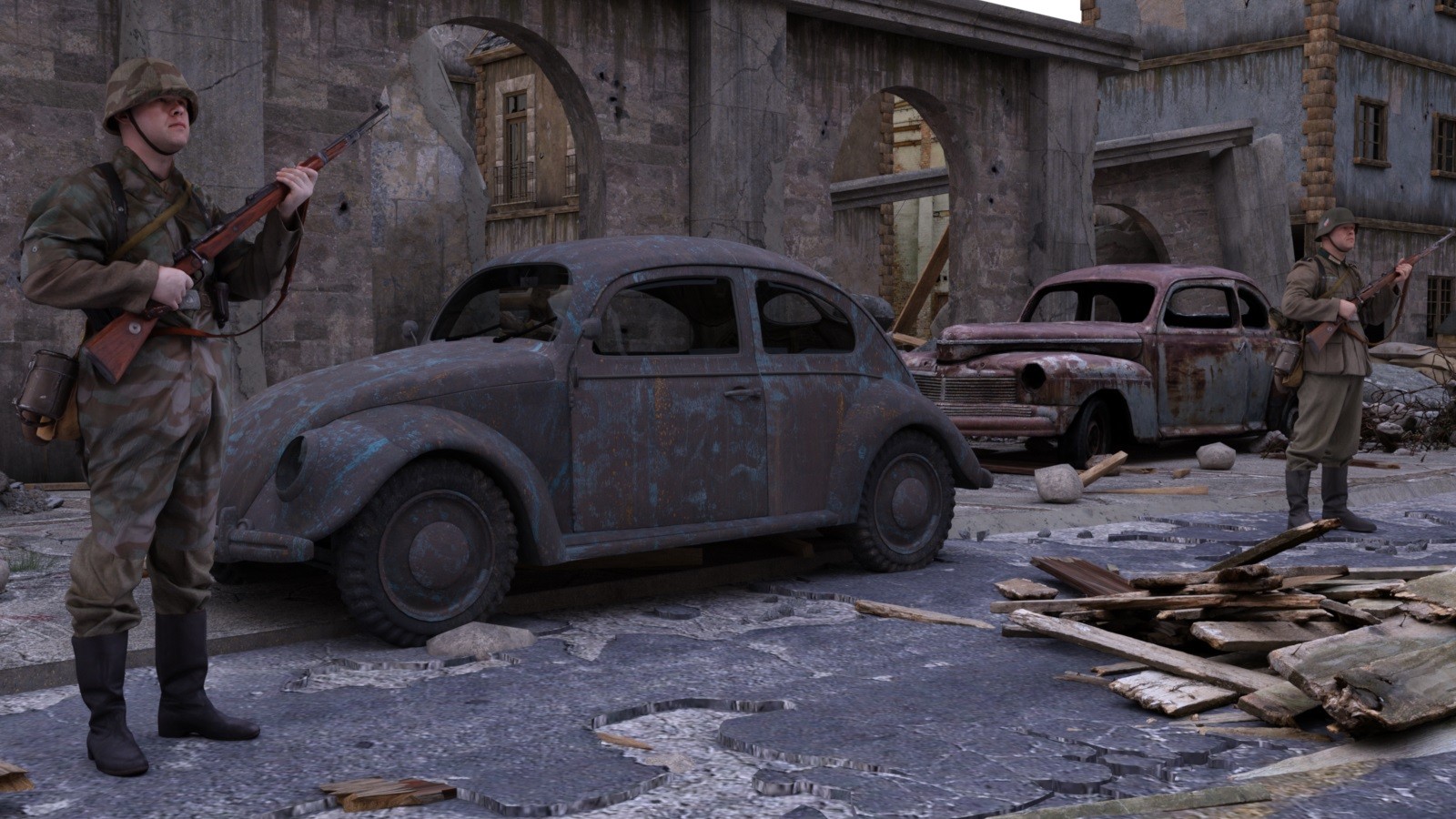 WW2 Town Ruins for DAZ