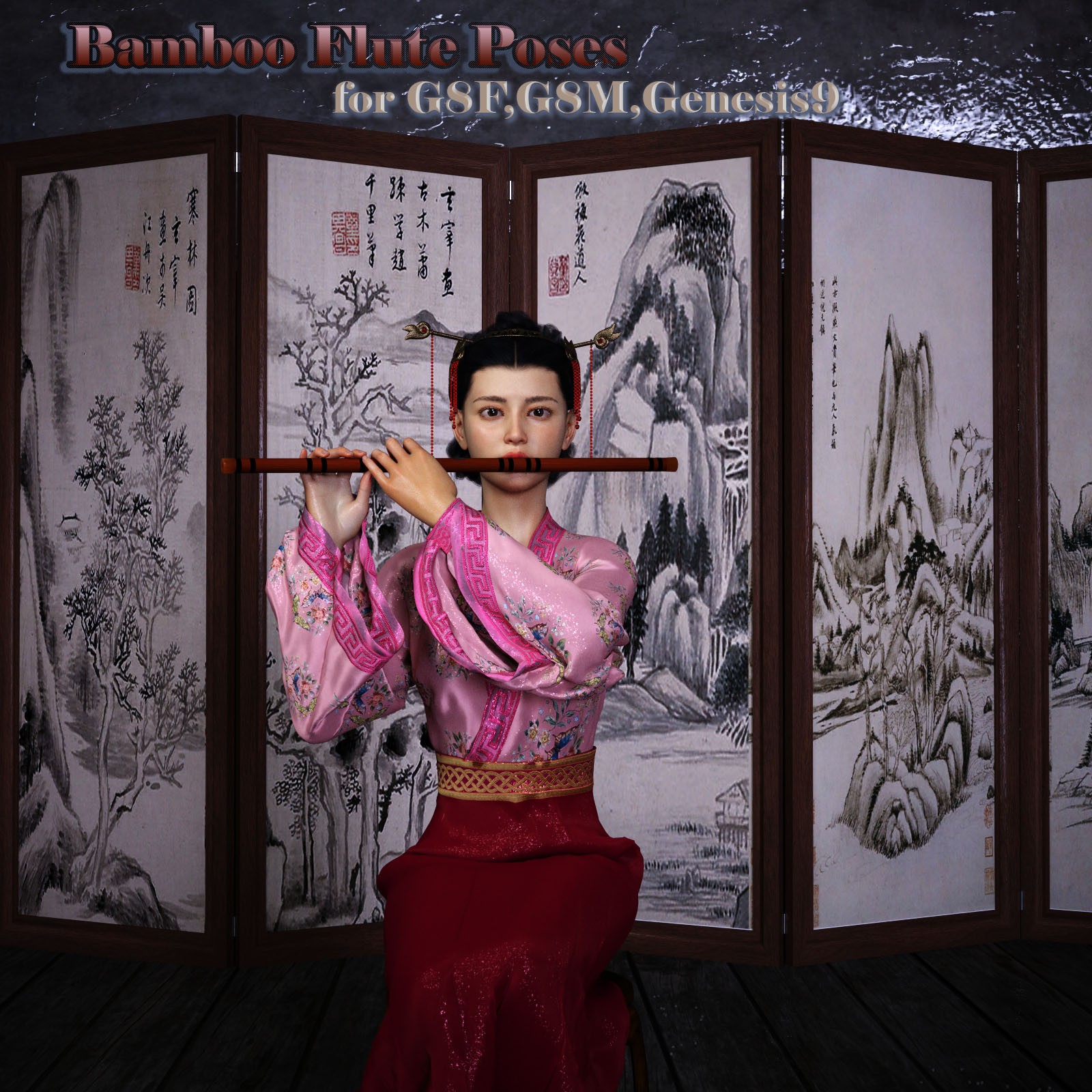 Bamboo Flute Poses for G8F,G8M,Genesis9