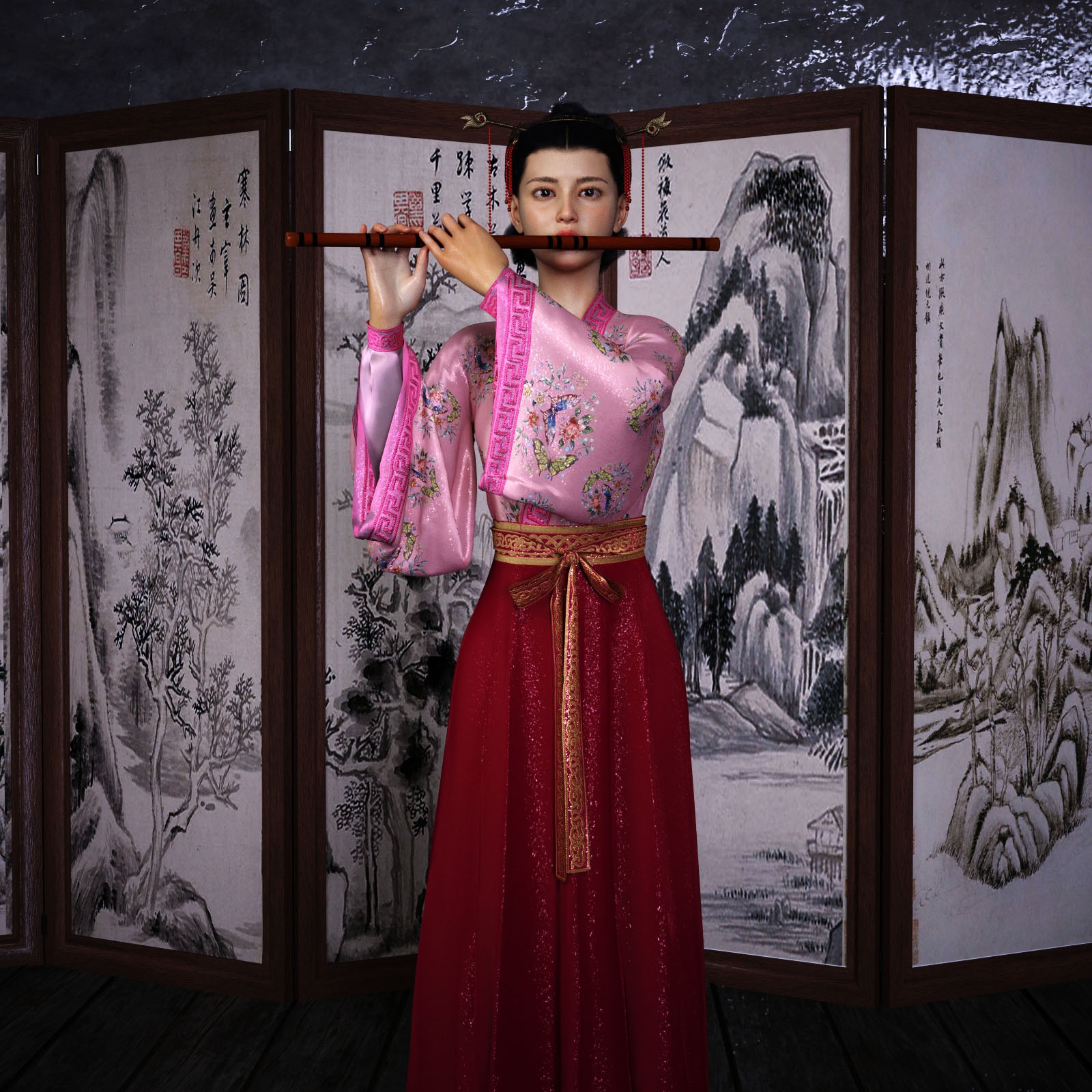 Bamboo Flute Poses for G8F,G8M,Genesis9