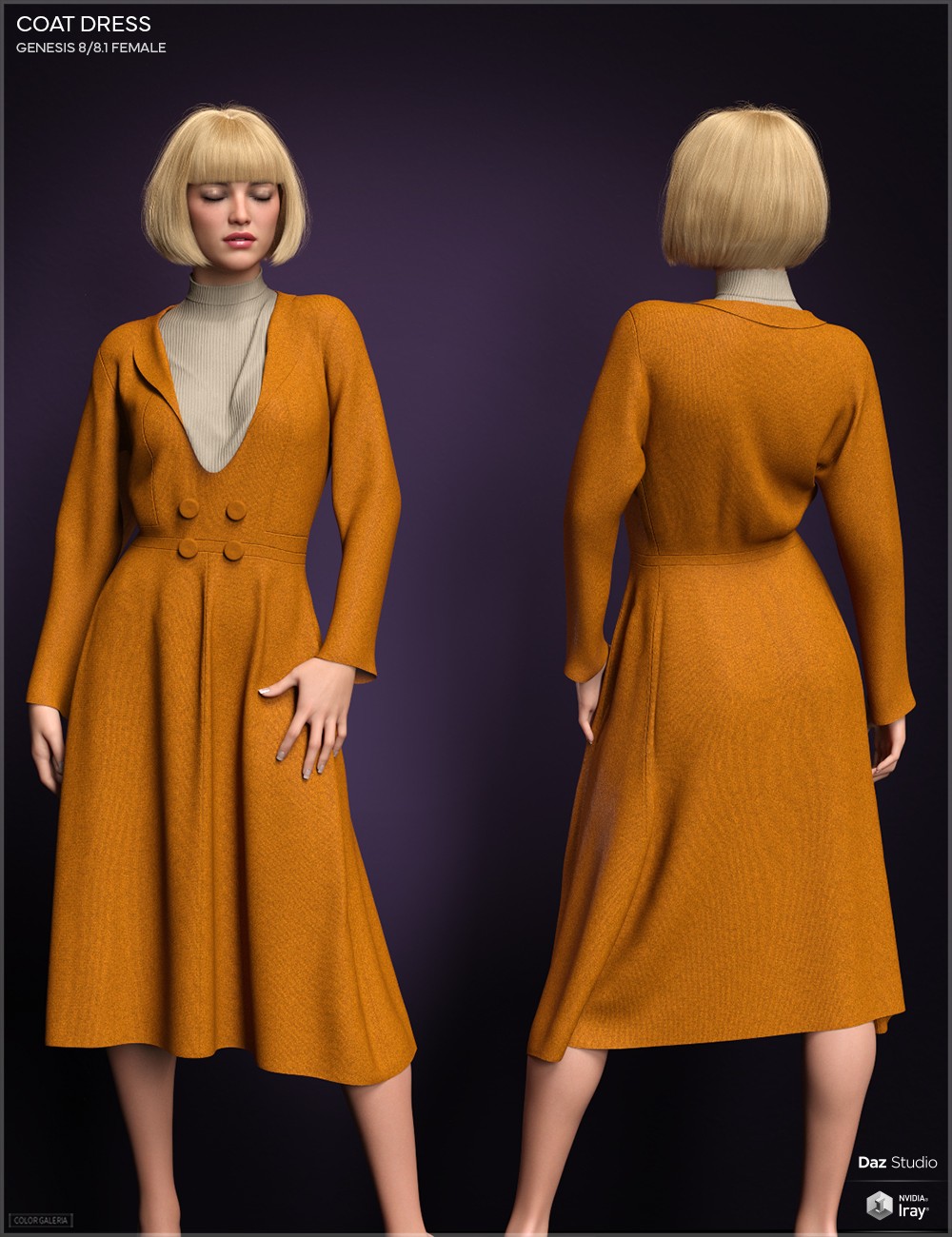 dForce CGI Coat Dress for Genesis 8/8.1 Female