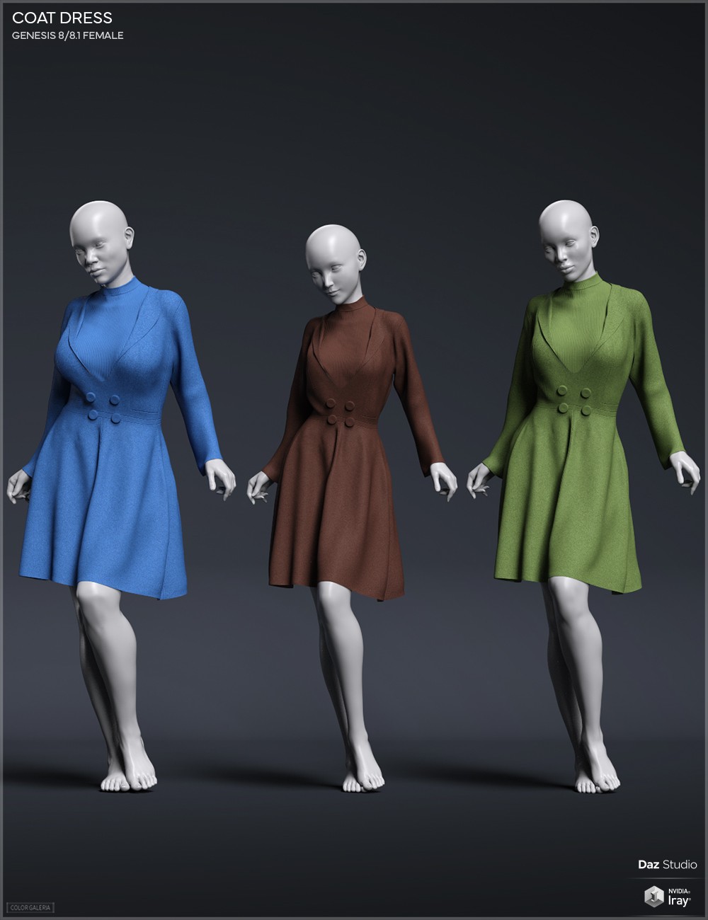 dForce CGI Coat Dress for Genesis 8/8.1 Female