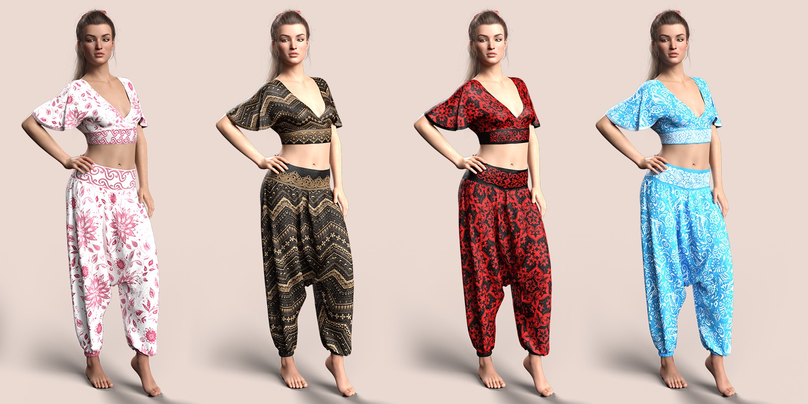 CSR dForce Harem Pants and Wrapped Crop Top G8f and G9