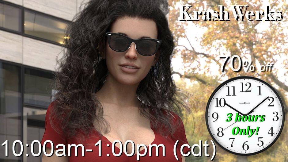Sept.2022 - KrashWerks's "Weekend Surprise" Sale at 70% off - 3hrs ONLY! - Renderosity