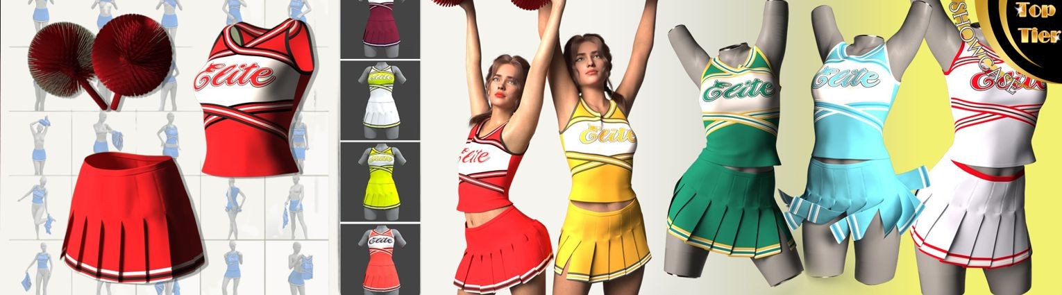 RedQLips's Top Tier Showcase - Cheerleader Outfit - Renderosity
